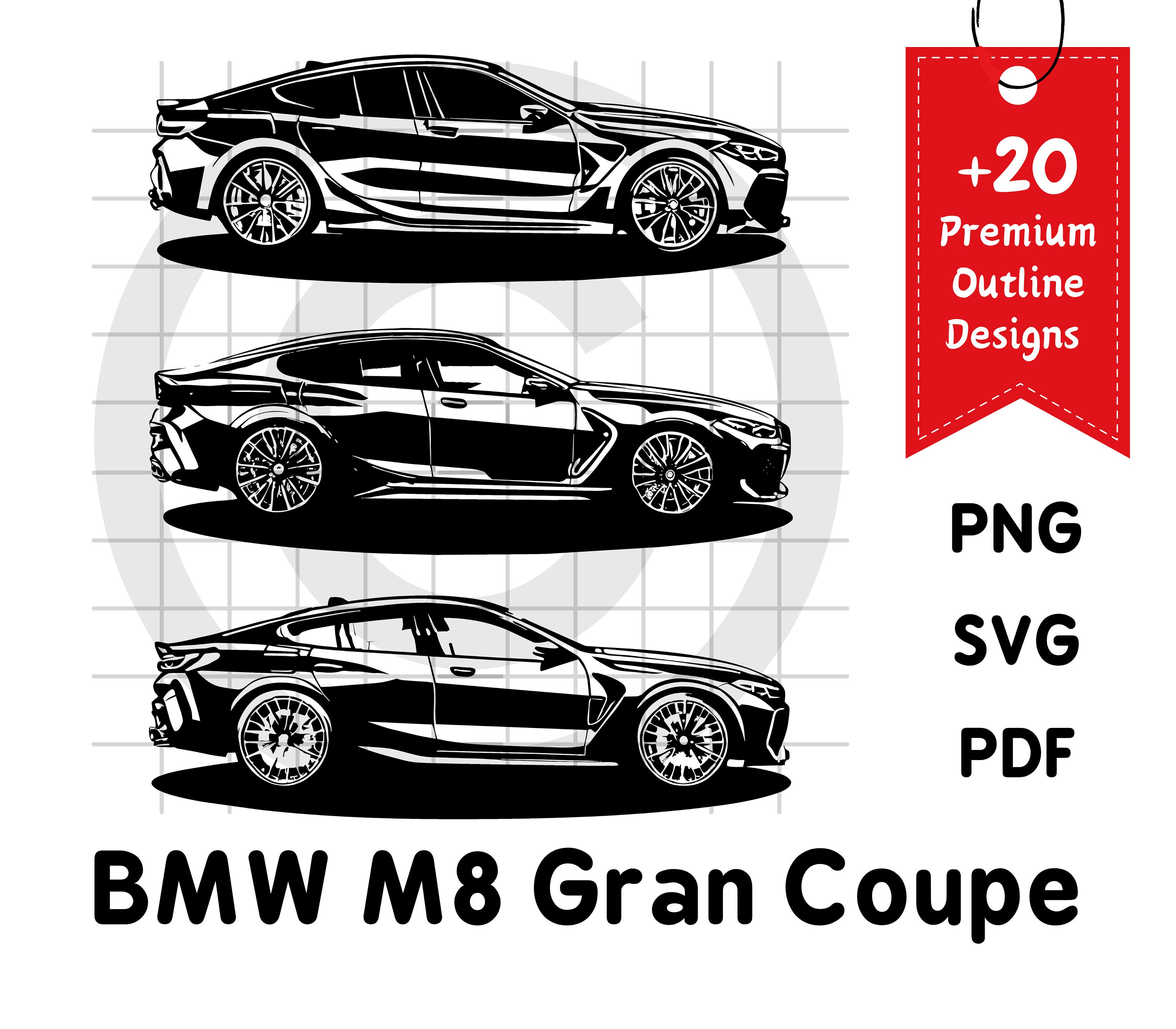 Complete Set of Outline Bundle of BMW M8 Sport Cars 20 Premium Clip ...