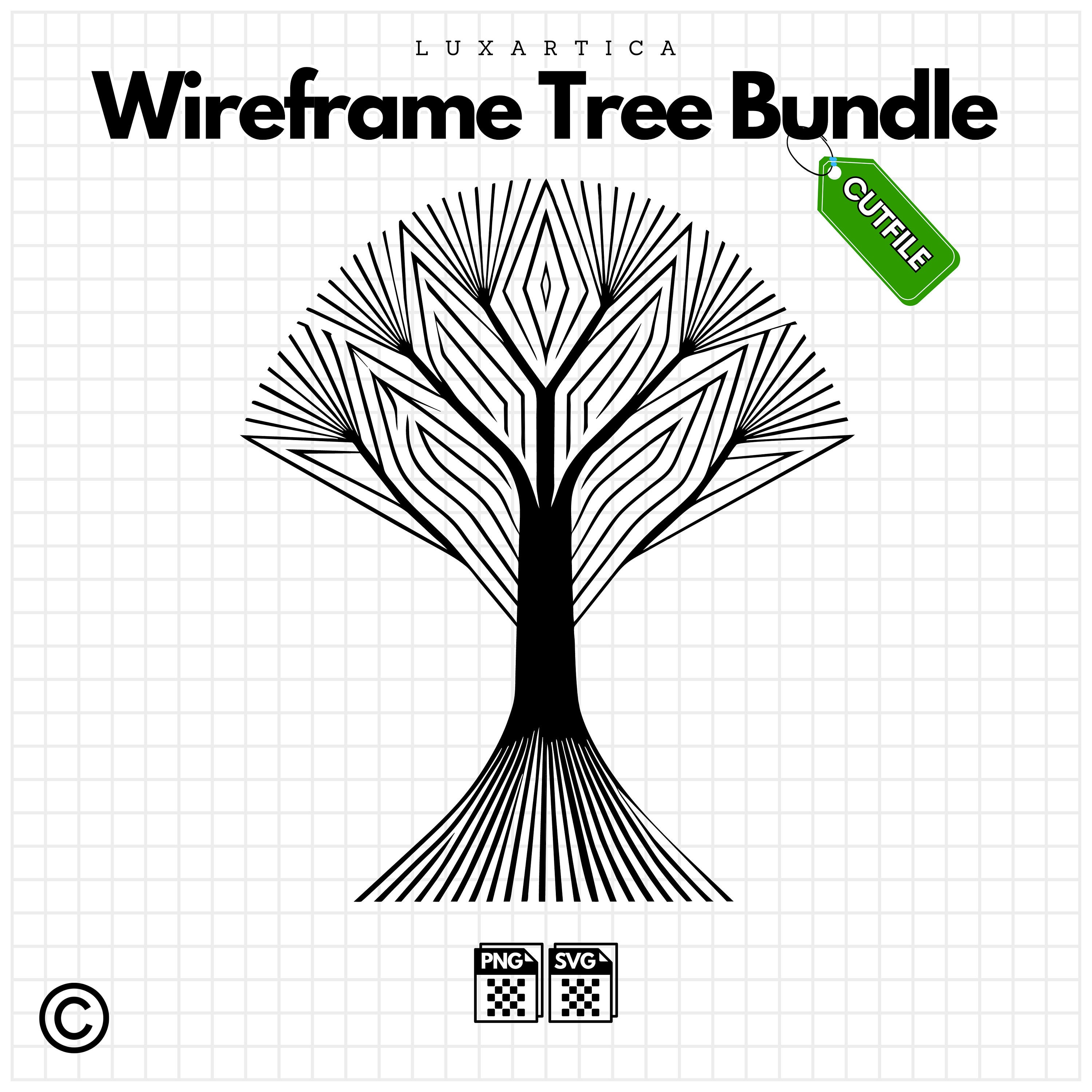 30 Wireframe Tree Bundle, Tree Cut Files for Cricut, Minimalistic Tree ...