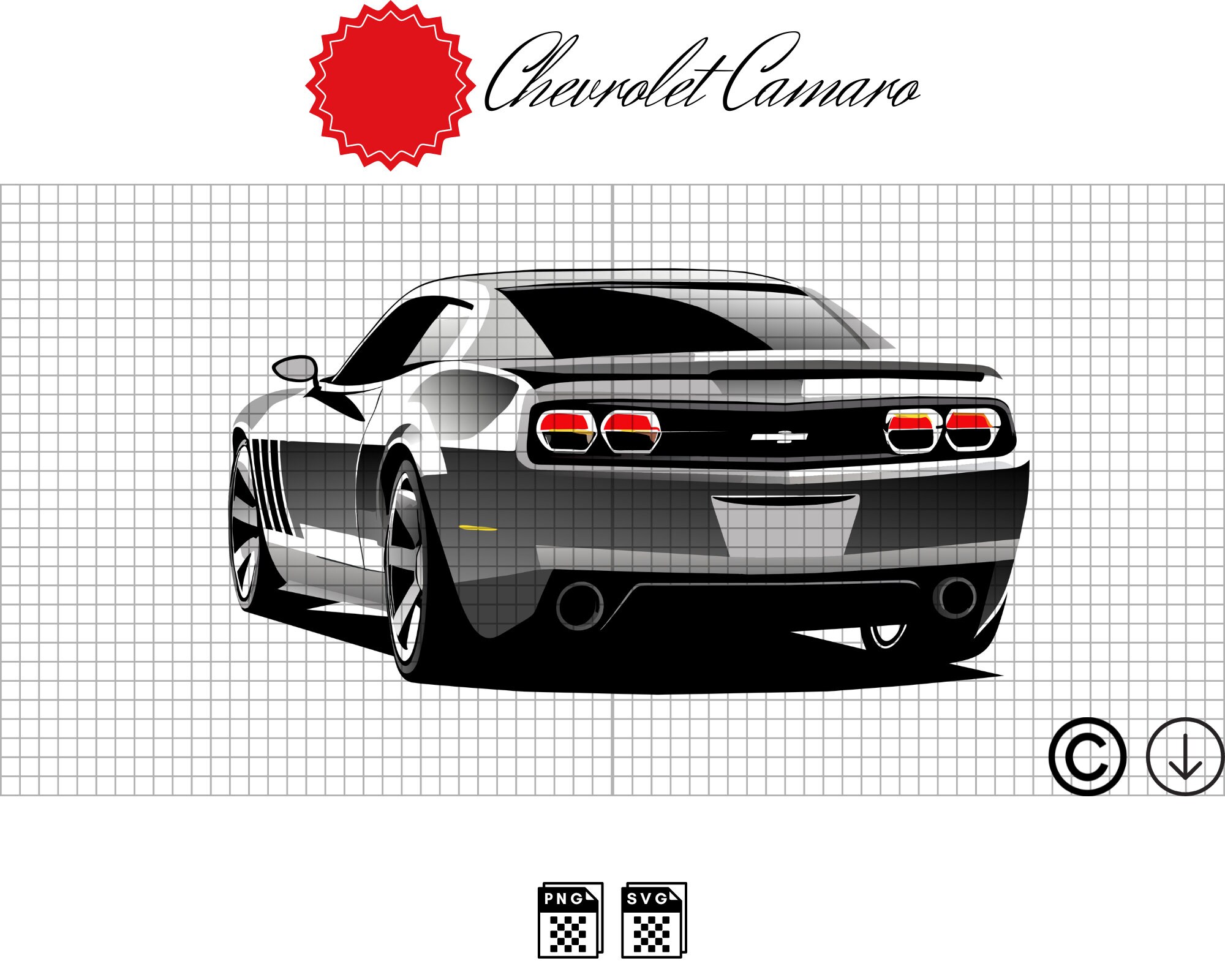 Vector Illustrations Set of Chevrolet Camaro 15 Premium Clip Arts ...