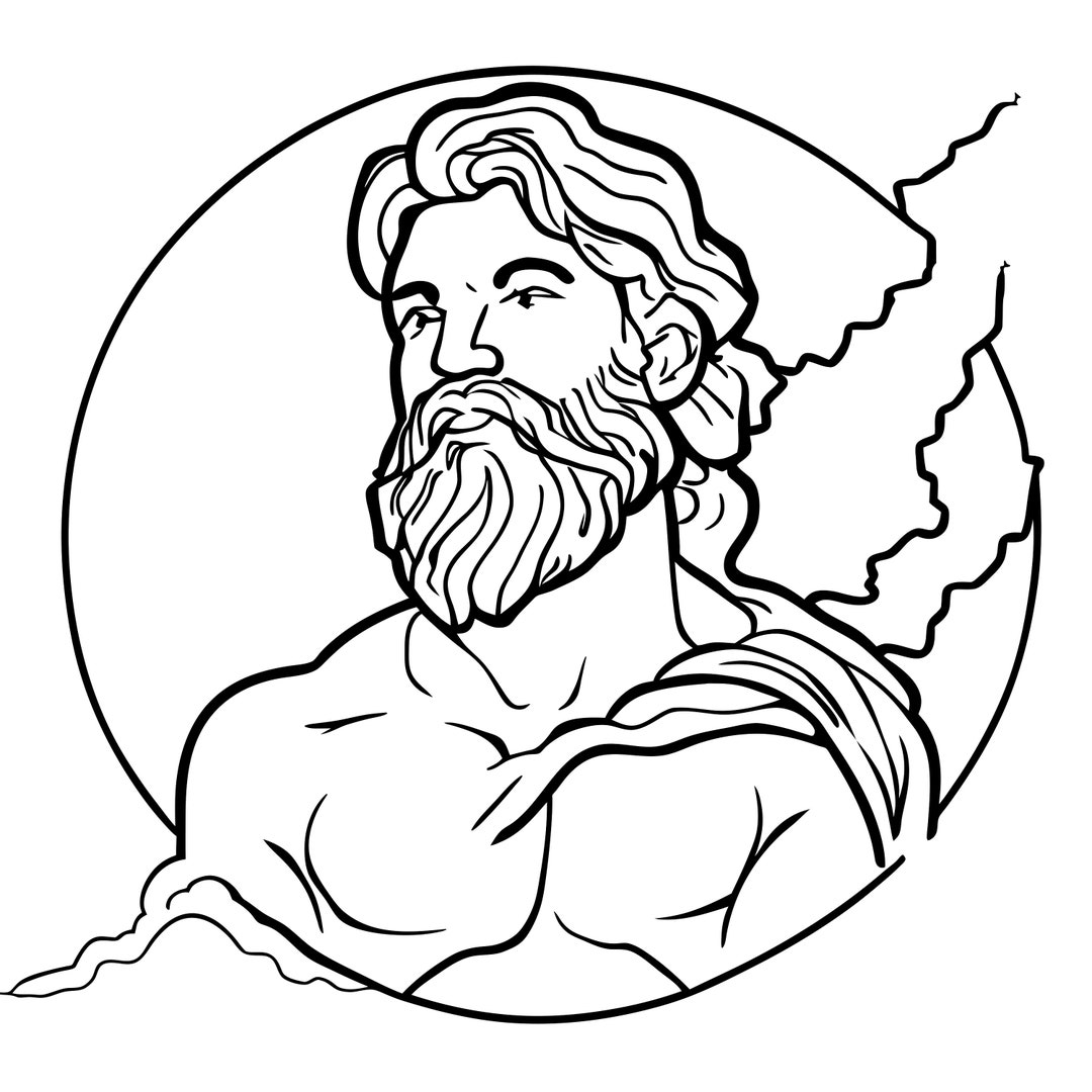 Olympian Gods Digital Wall Line Art Outline Printable Zues - Etsy