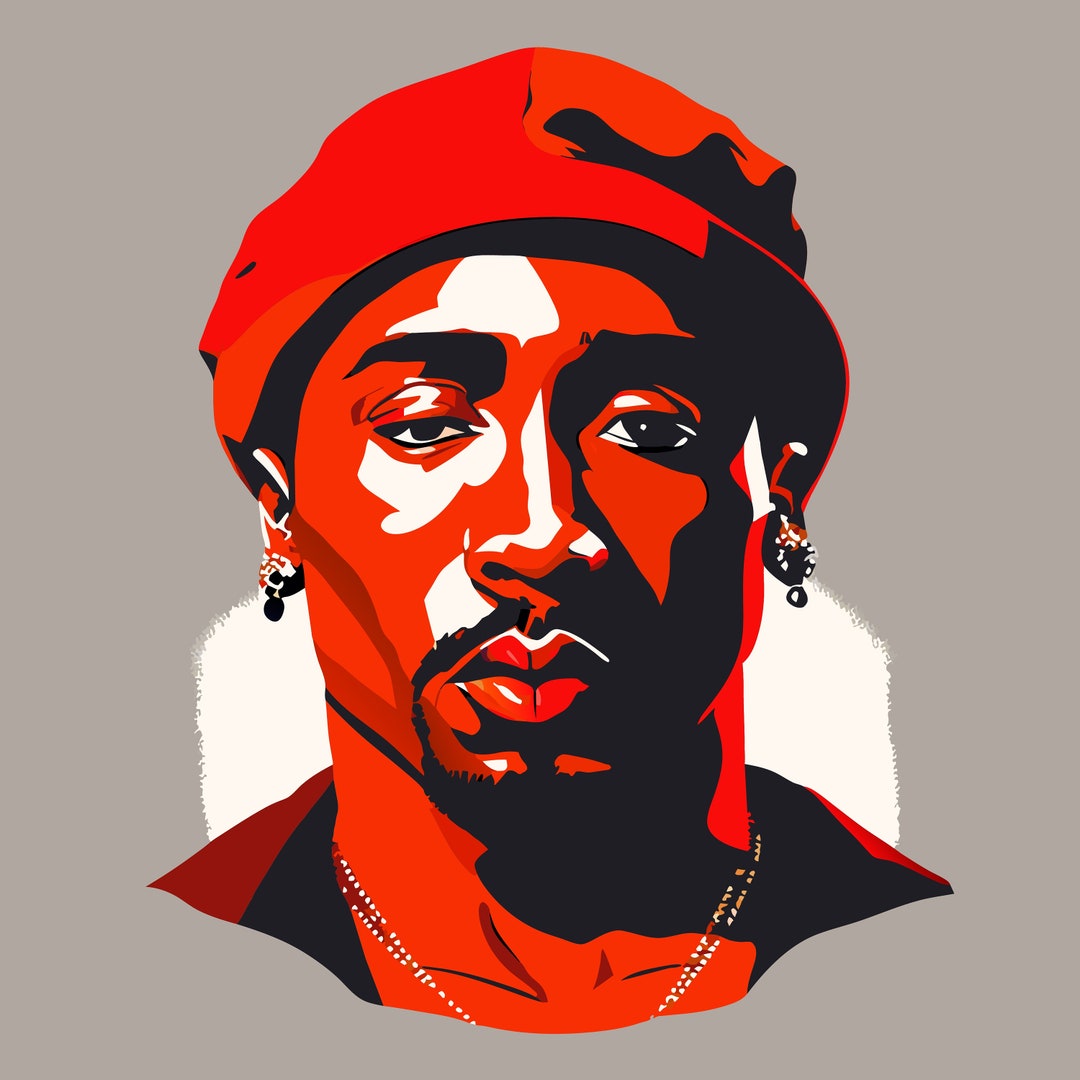 Tupac Shakur Art Printable Digital Vector Clipart SVG PNG - Etsy