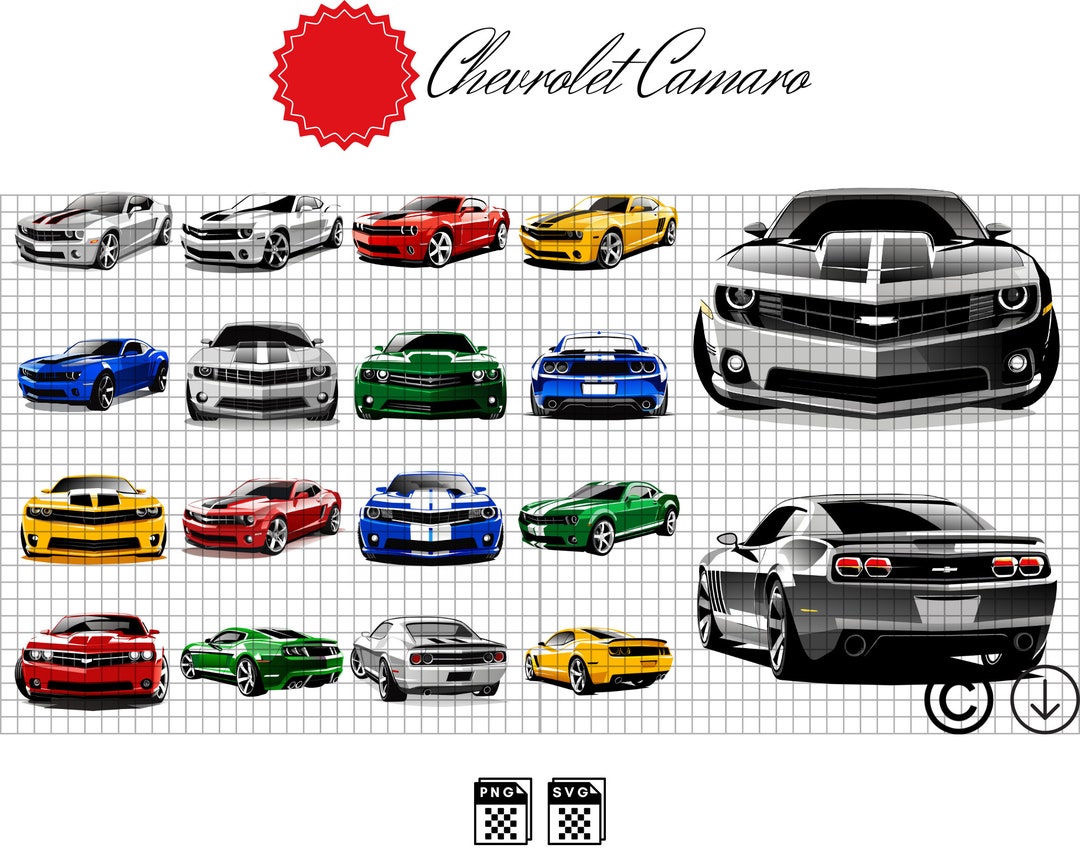 Vector Illustrations Set of Chevrolet Camaro 15 Premium Clip Arts ...