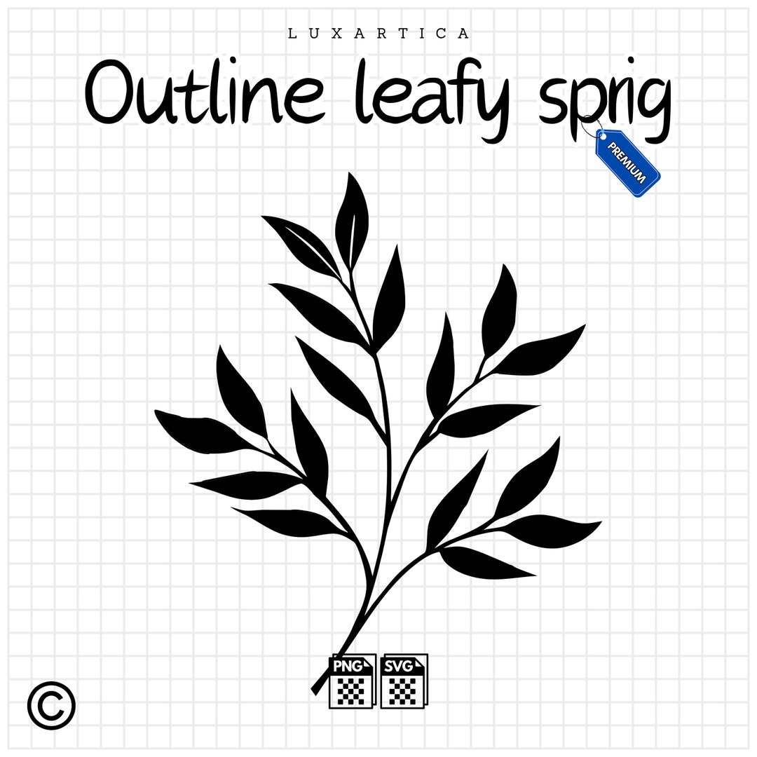24 Outline Leafy Sprig Bundle, Clip Art Floral Svg, Leaves Outline ...