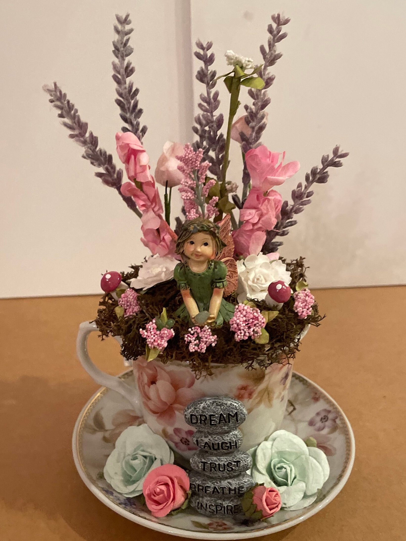 Tea Cup Mini Fairy Garden With Fairy - Etsy