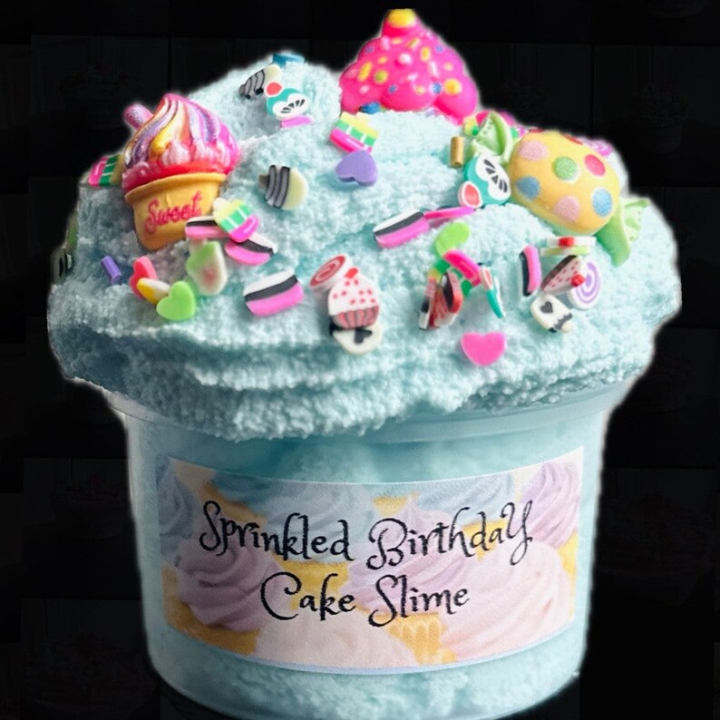 8 Oz. - Blue Sprinkled Birthday Cake Slime - Etsy