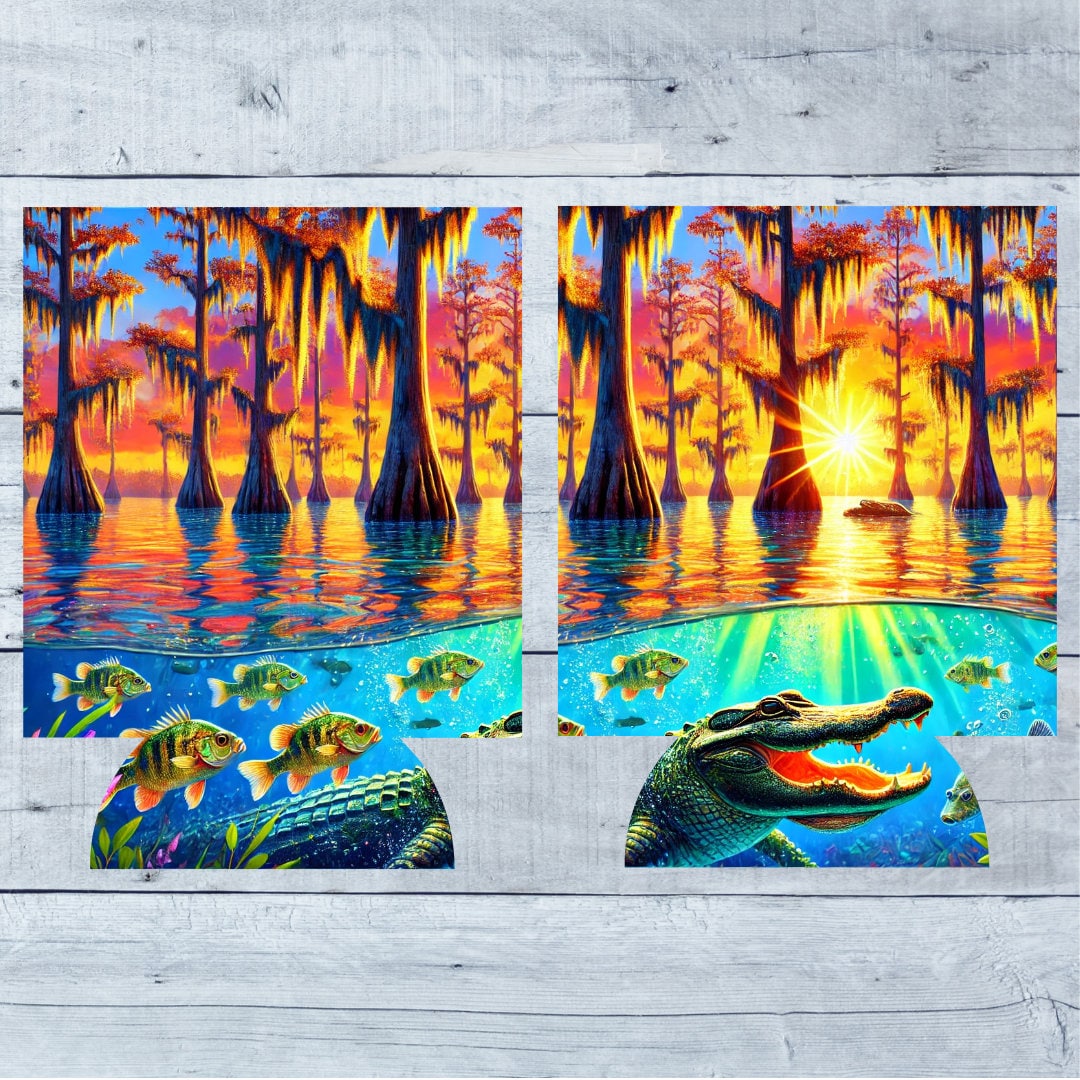 Colorful Vibrant Swamp Alligator Scene Can Cooler - Etsy