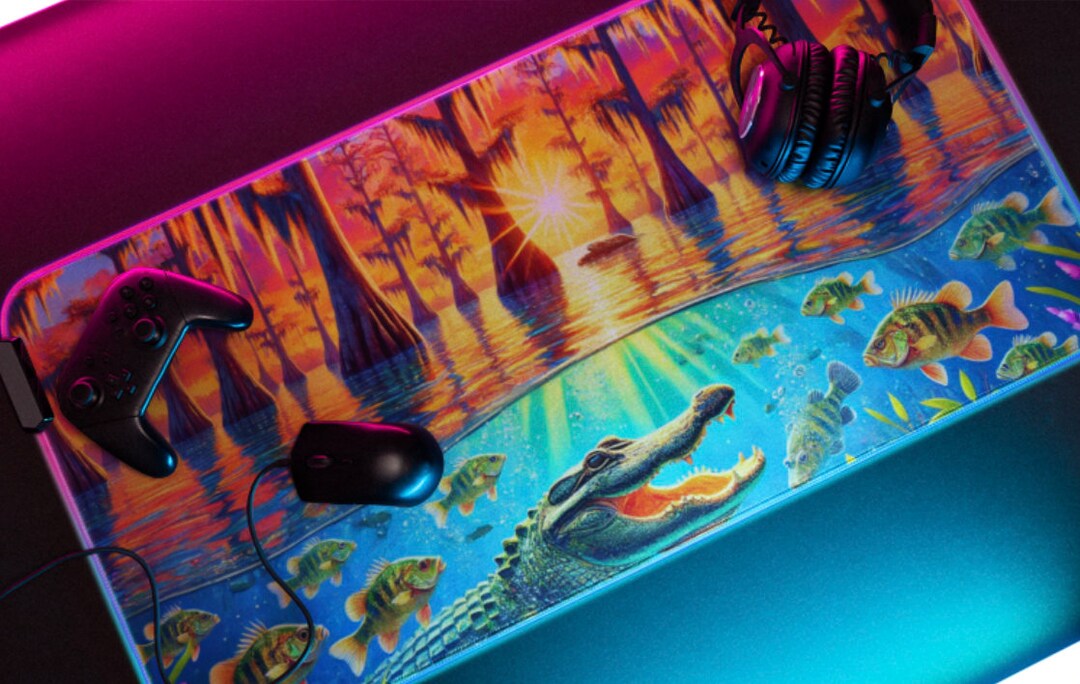 Colorful Vibrant Swamp Alligator Scene Gaming Mousepad - Etsy