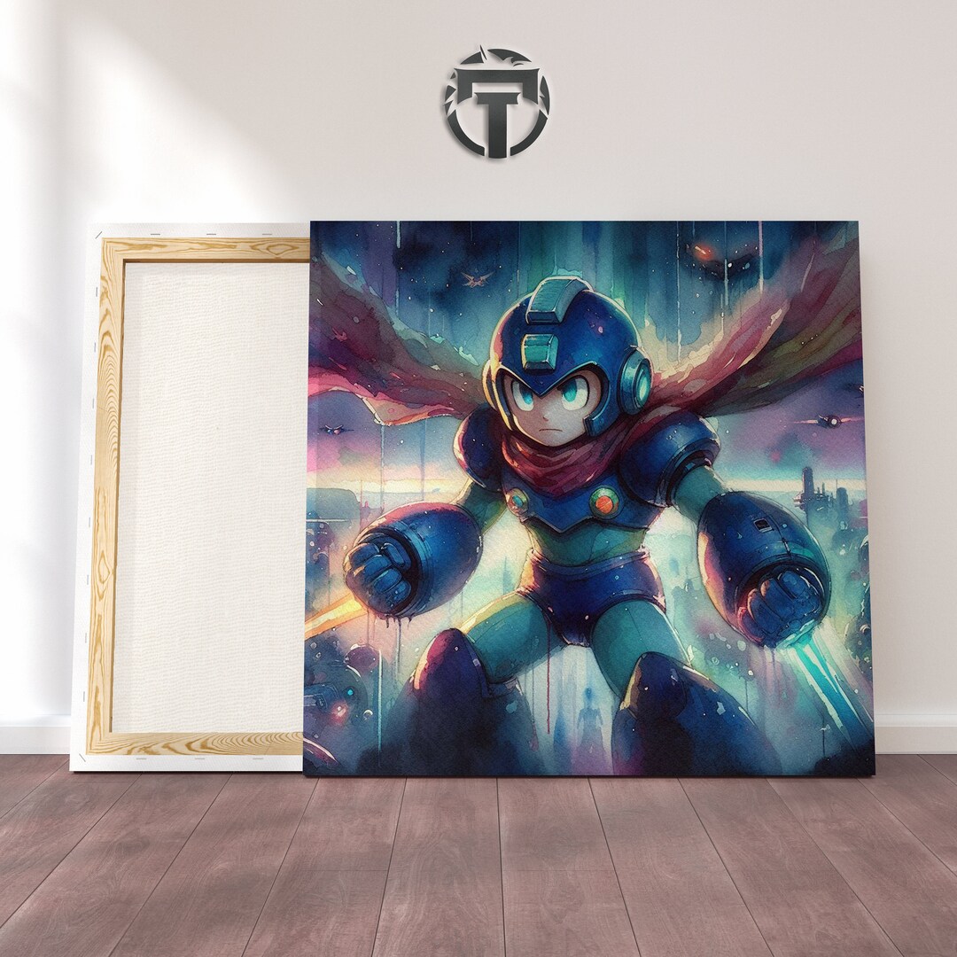 Mega Man: Blue Bomber watercolour Canvas - Etsy