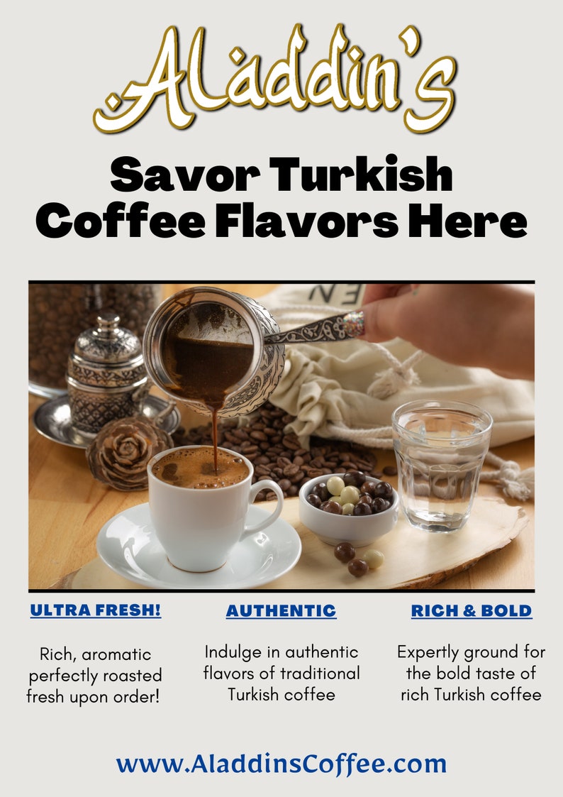 Aladdin's TURKISH Coffee, Authentic, Roasted-to-order, 100% Arabica ...