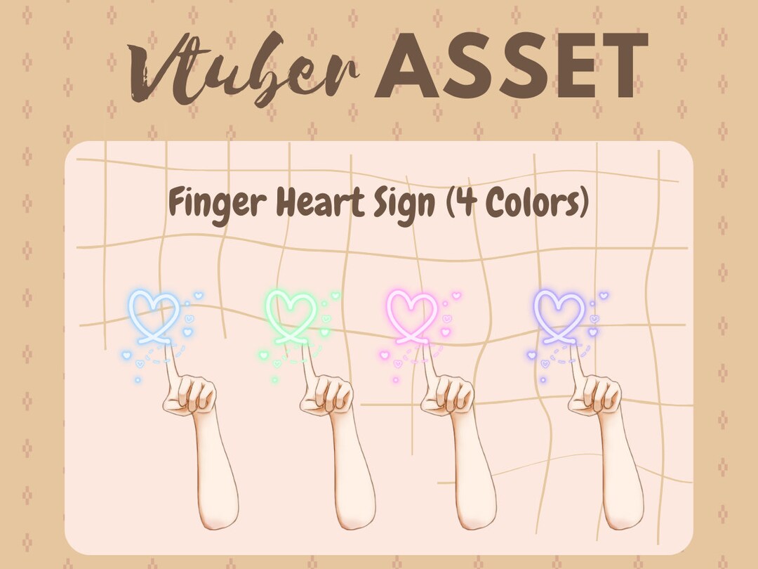 Vtuber Asset Finger Heart Symbol 4 Colors - Etsy