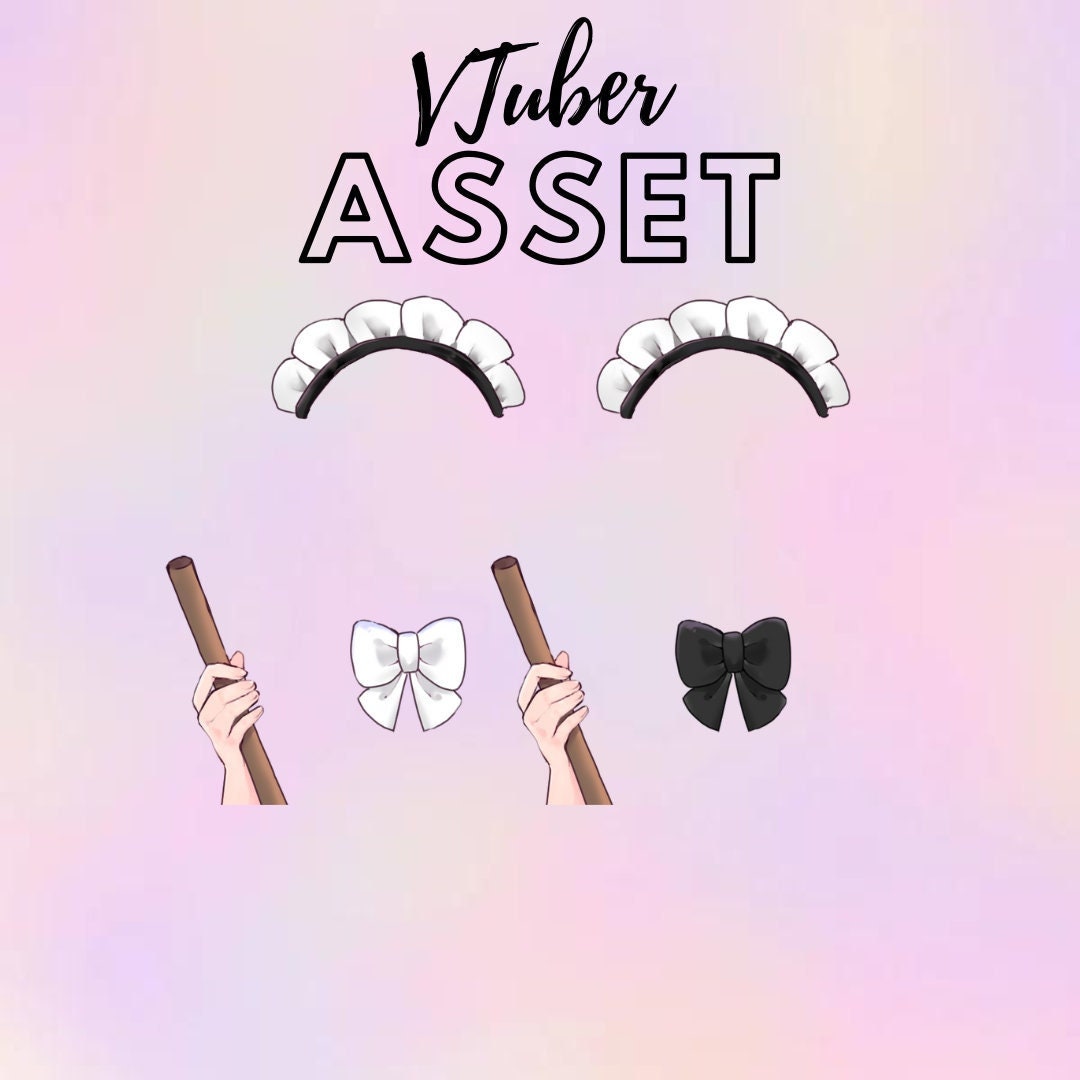 Vtuber Asset Maid Outfit and Broom Hand and Head Asset 4 - Etsy