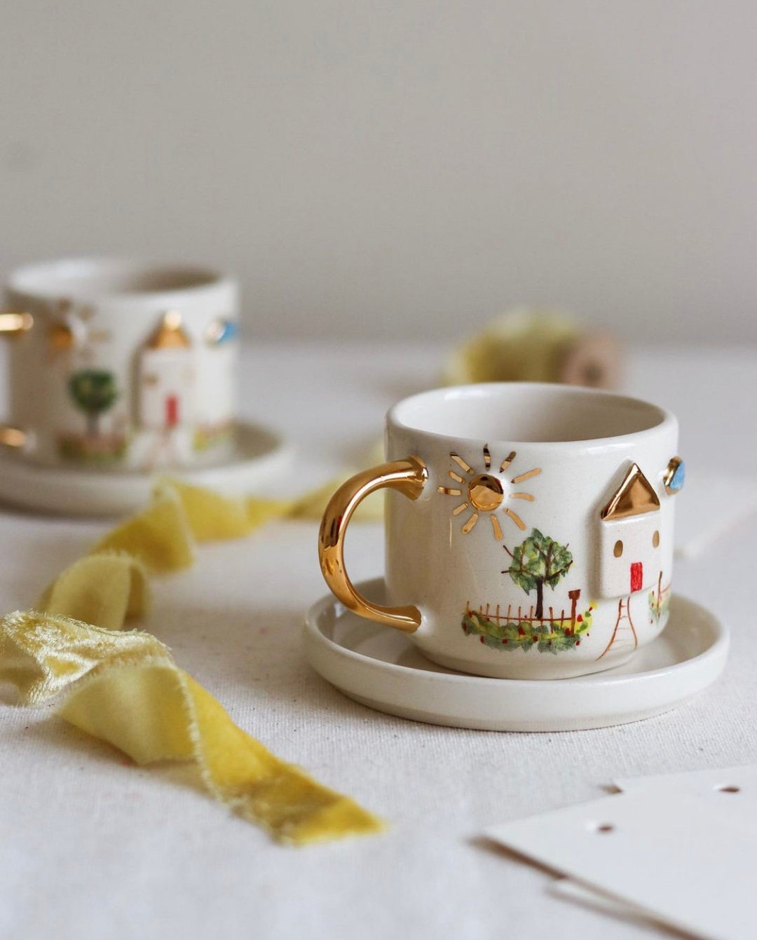 Handmade Ceramic Coffee Cup With 24k Gold - Etsy UK