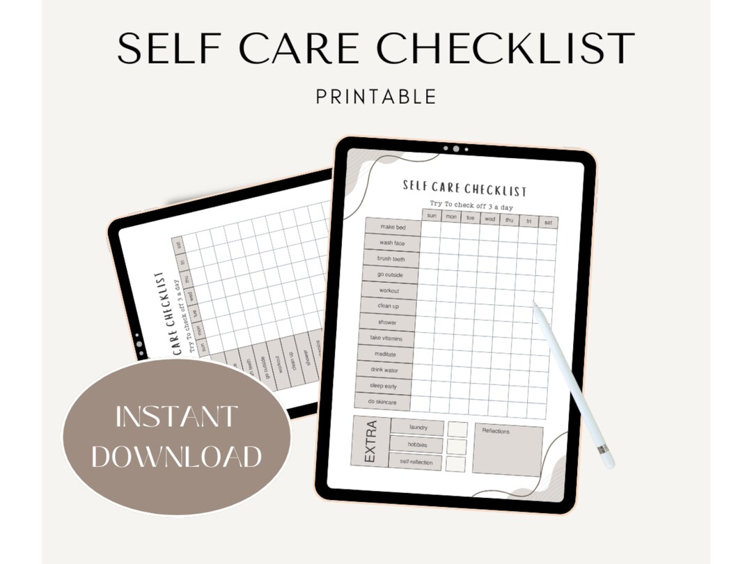 Self Care Checklist / Mental Health Printable / Self Care Tasks ...