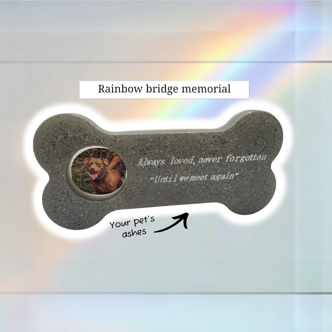 Rainbow Bridge Memorial Pet Stone Bone Shaped Custom Urn Sympathy ...