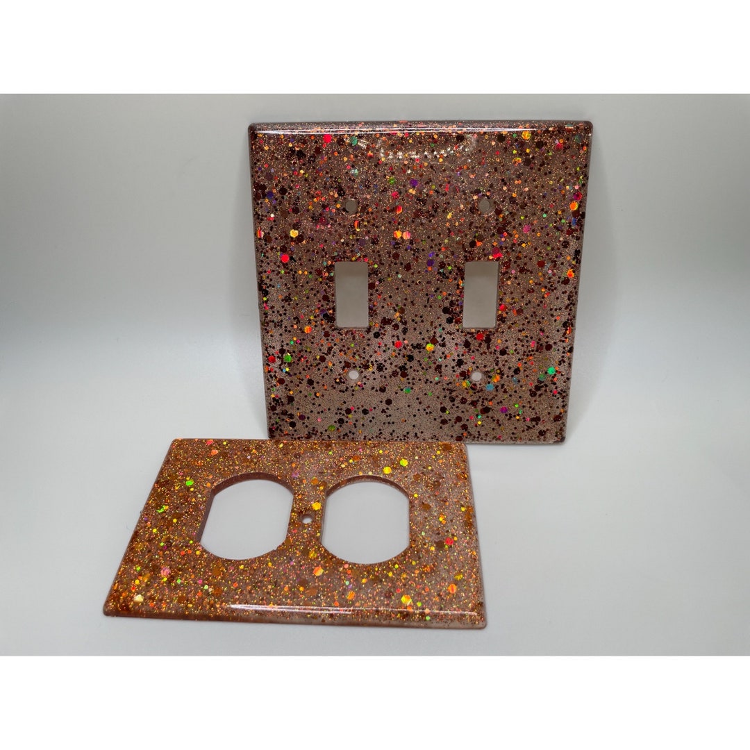 Custom Glitter Light Switch Covers DOUBLE Switches Epoxy Switch Plates ...