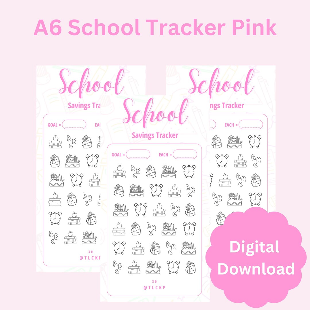 A6 School Savings Tracker Pink | DIGITAL DOWNLOAD | Printable Savings ...