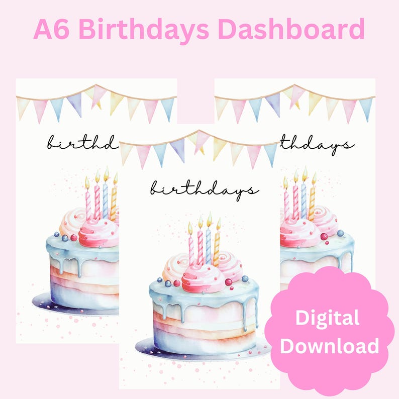 A6 Birthdays Dashboard | DIGITAL DOWNLOAD | Printable Dashboard | Cash ...