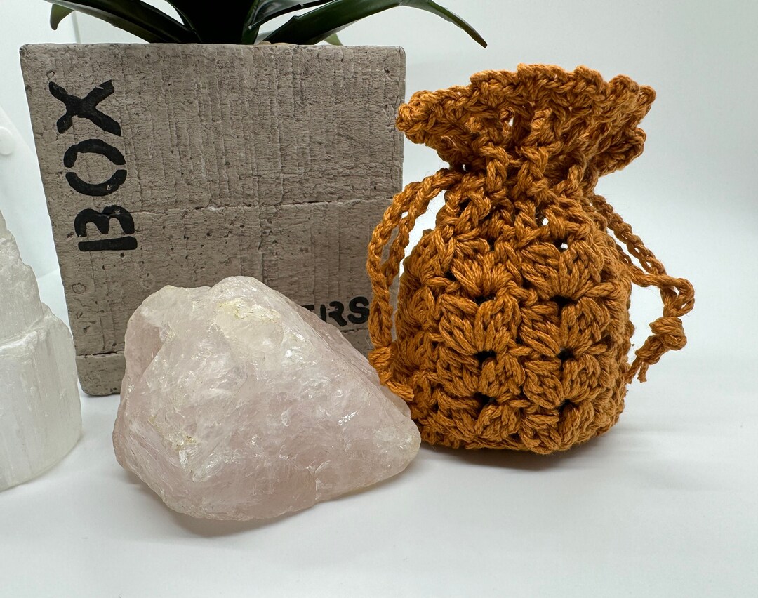 Crystal Carrying Pouch, Crocheted, Drawstring Pouch, Handmade - Etsy