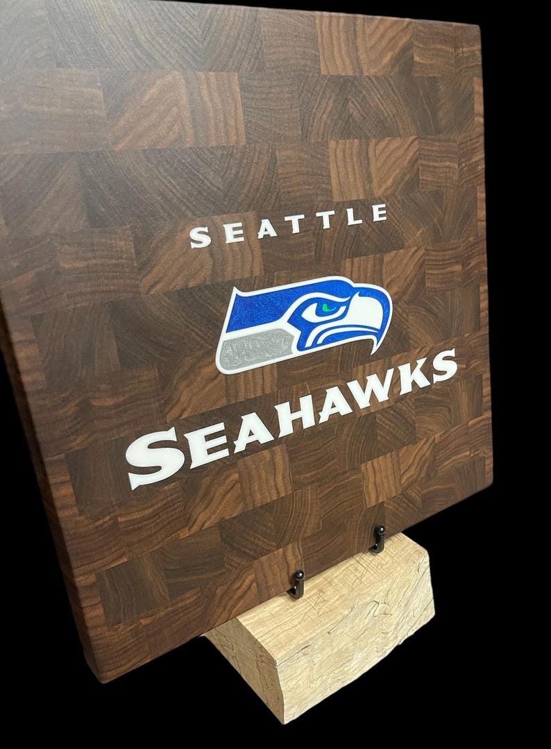 Solid Walnut End Grain Cutting Board, Seahawks Serving Board - Etsy