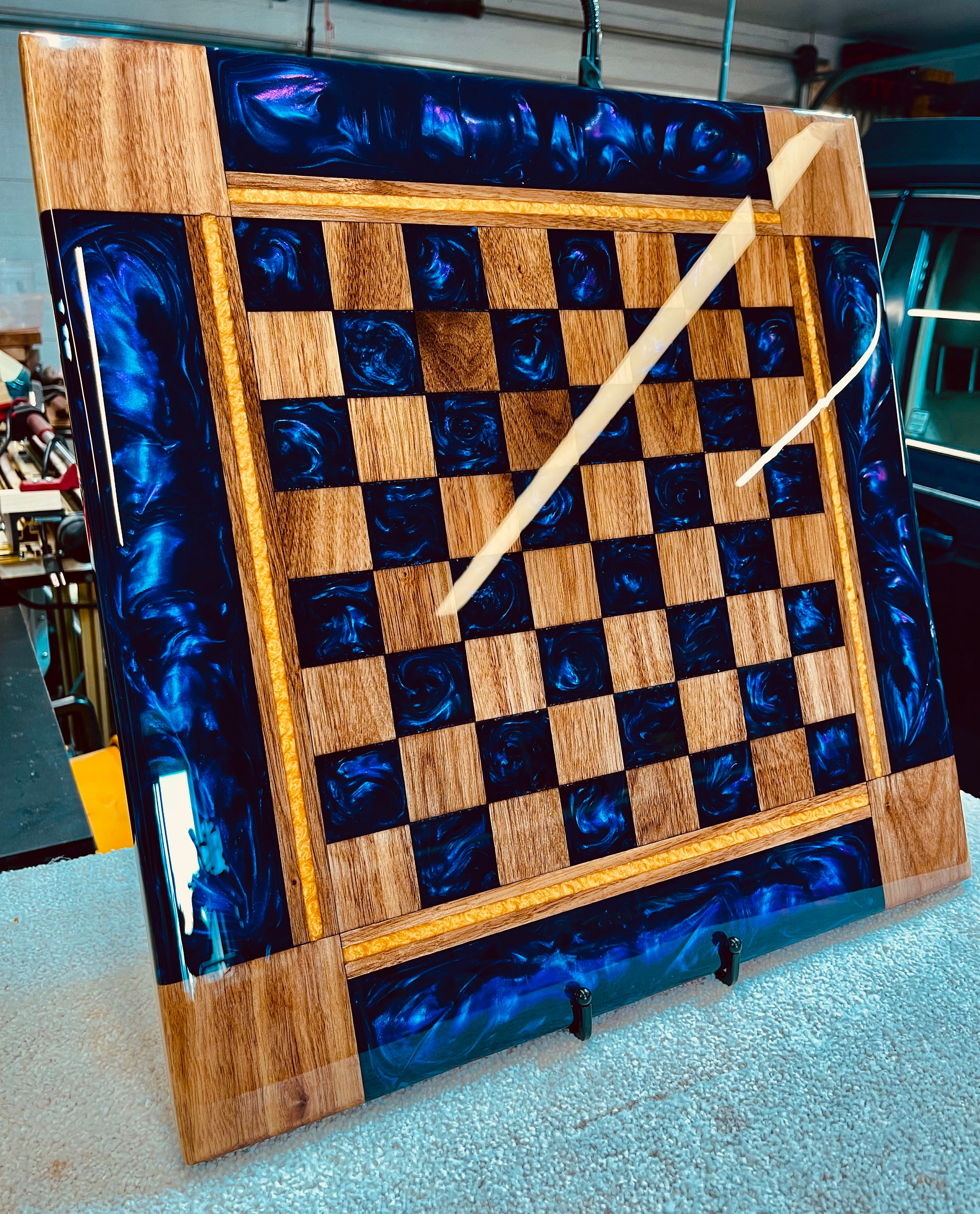 Chess Board With Custom Made Chess Pieces Made With Epoxy - Etsy