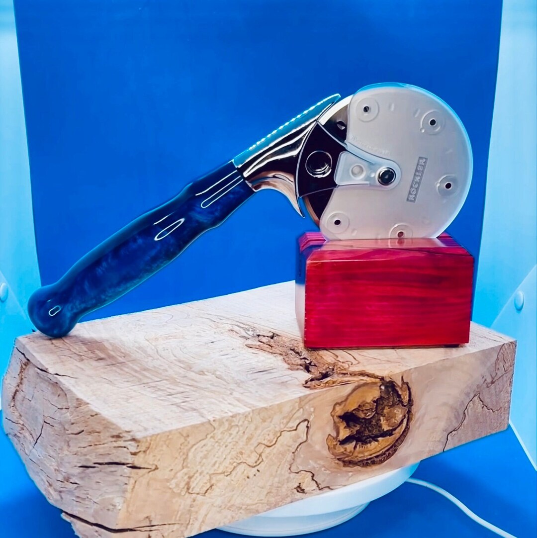 Pizza Cutter | Epoxy | Stabelized Maple Burl | Stainless Steel | 4 ...