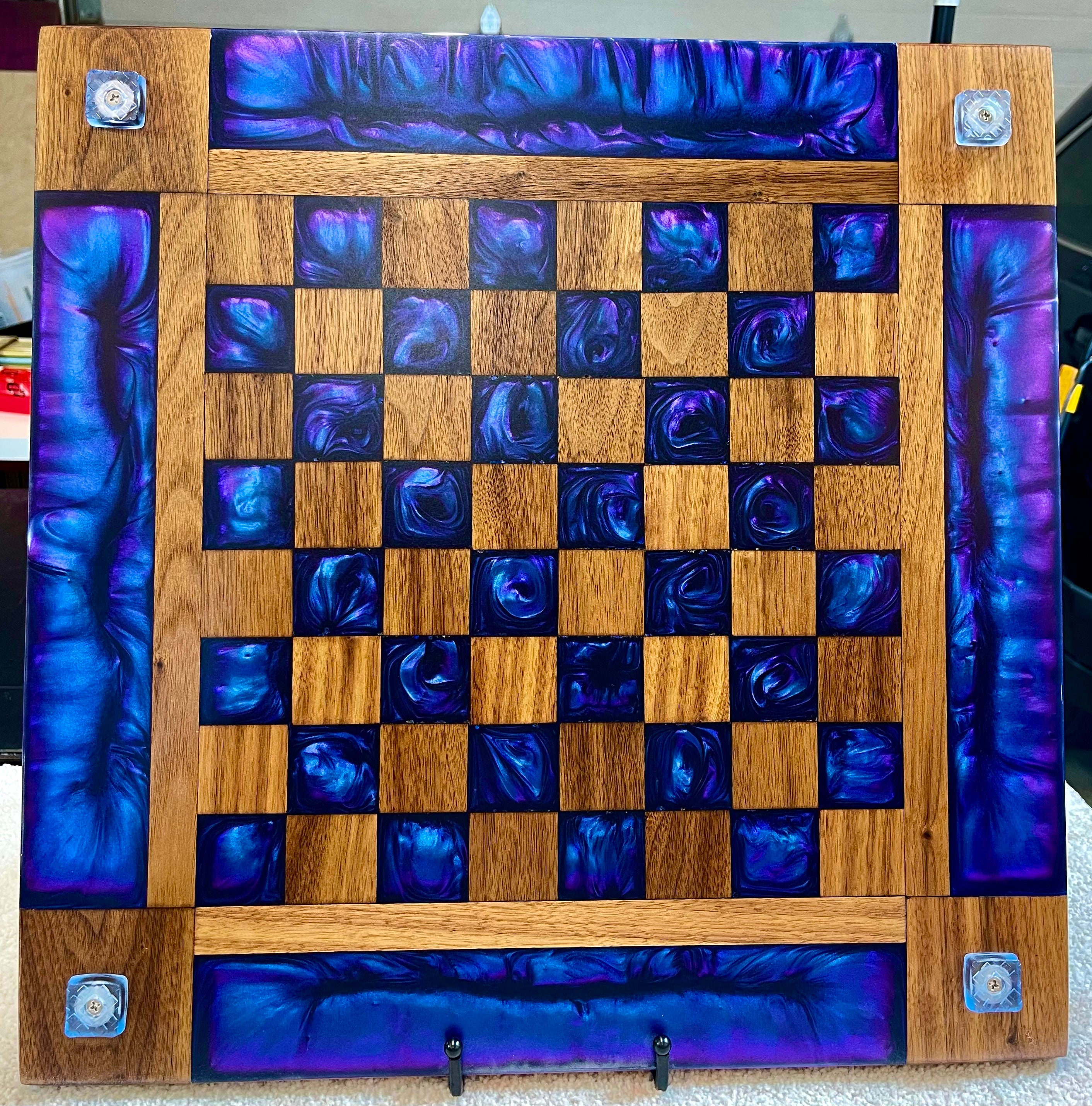 Chess Board With Custom Made Chess Pieces Made With Epoxy - Etsy