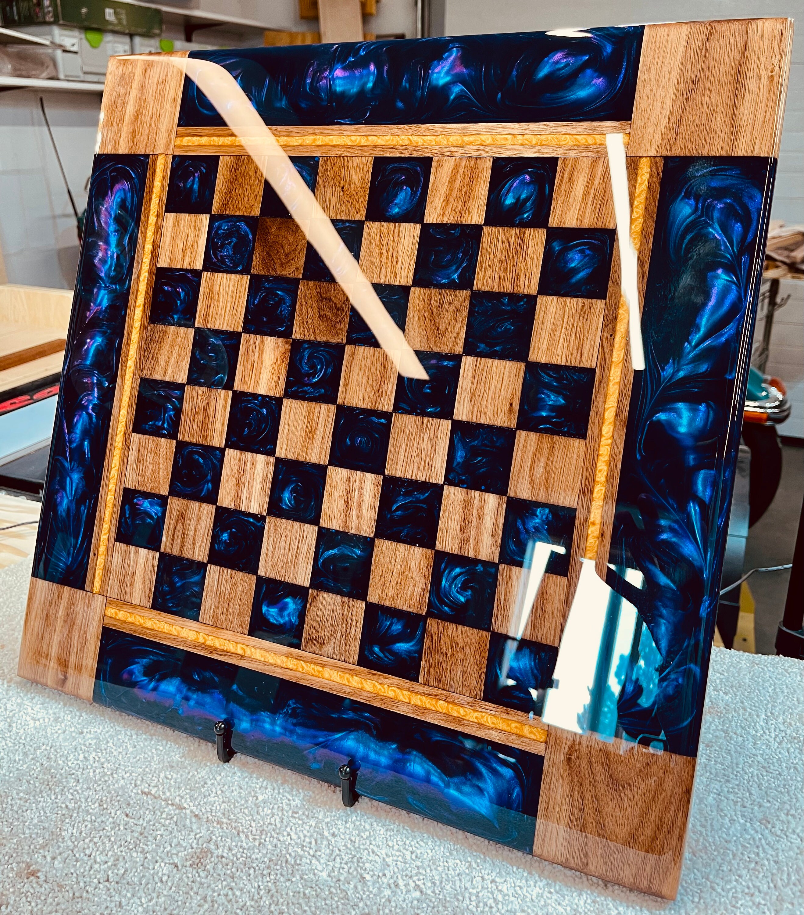 Chess Board With Custom Made Chess Pieces Made With Epoxy - Etsy