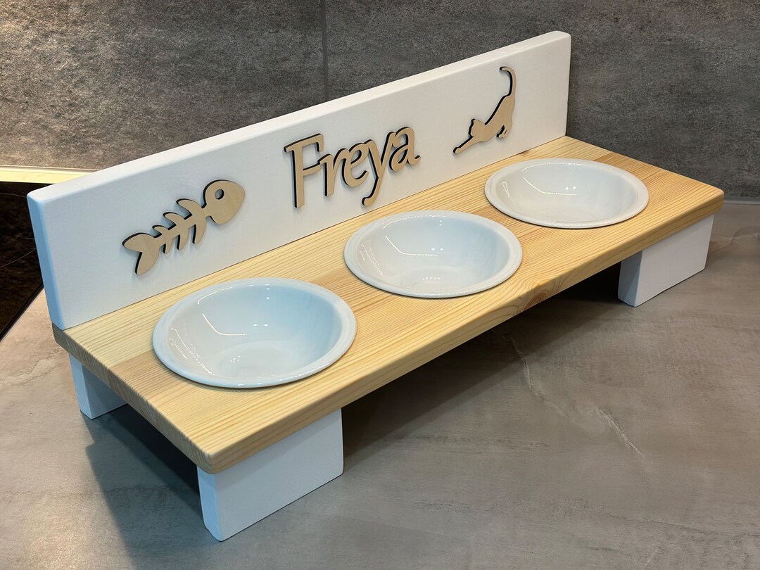 Personalized Cat Buffet Name Stand for Bowls Bar for Cats - Etsy