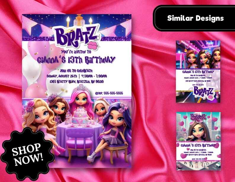 Doll Birthday Party Invitation Bratz Invitation Bratz Party Invitation ...