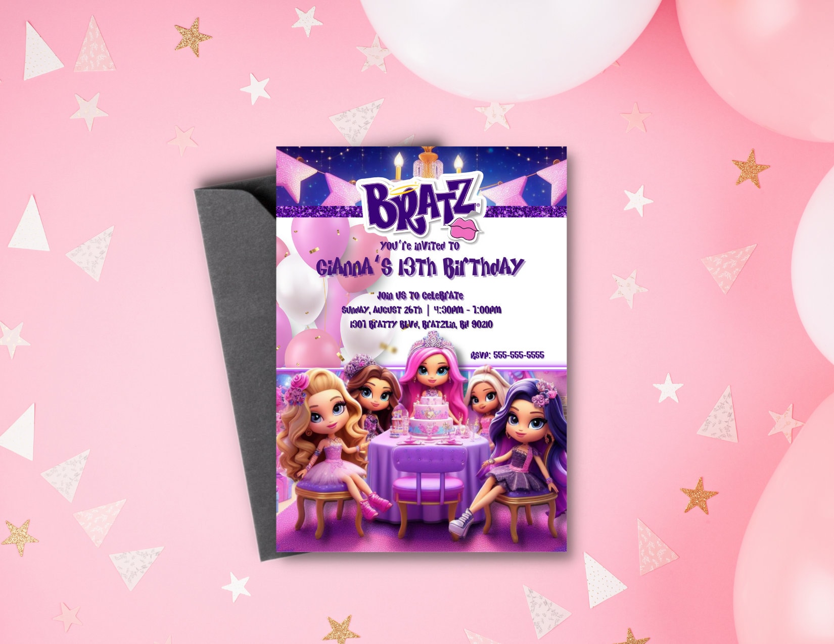 Doll Birthday Party Invitation Bratz Invitation Bratz Party Invitation ...