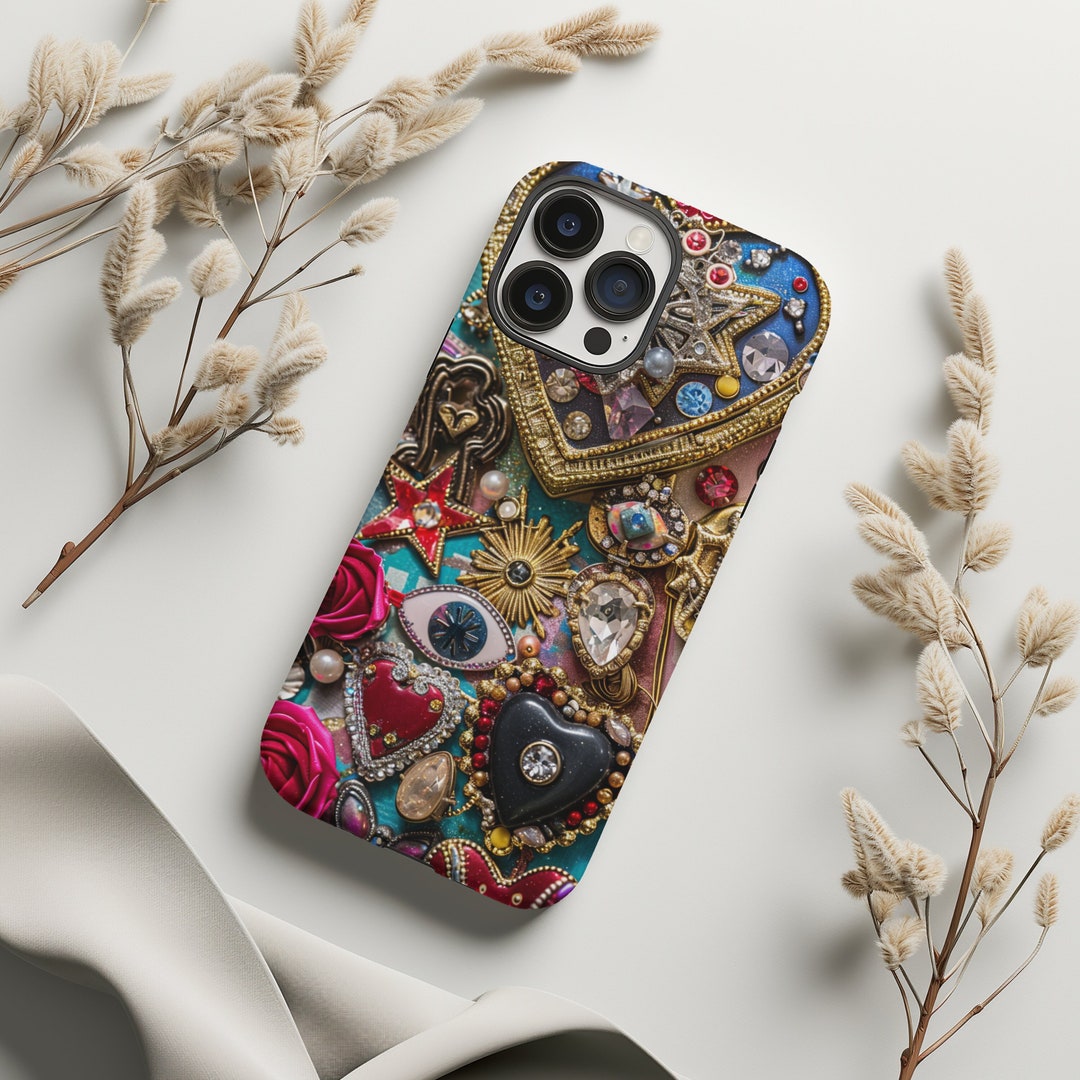 Charm Gold Phone Case Designed for iPhone 8, X, 11 ,12, 13, 14, 15, 16 ...