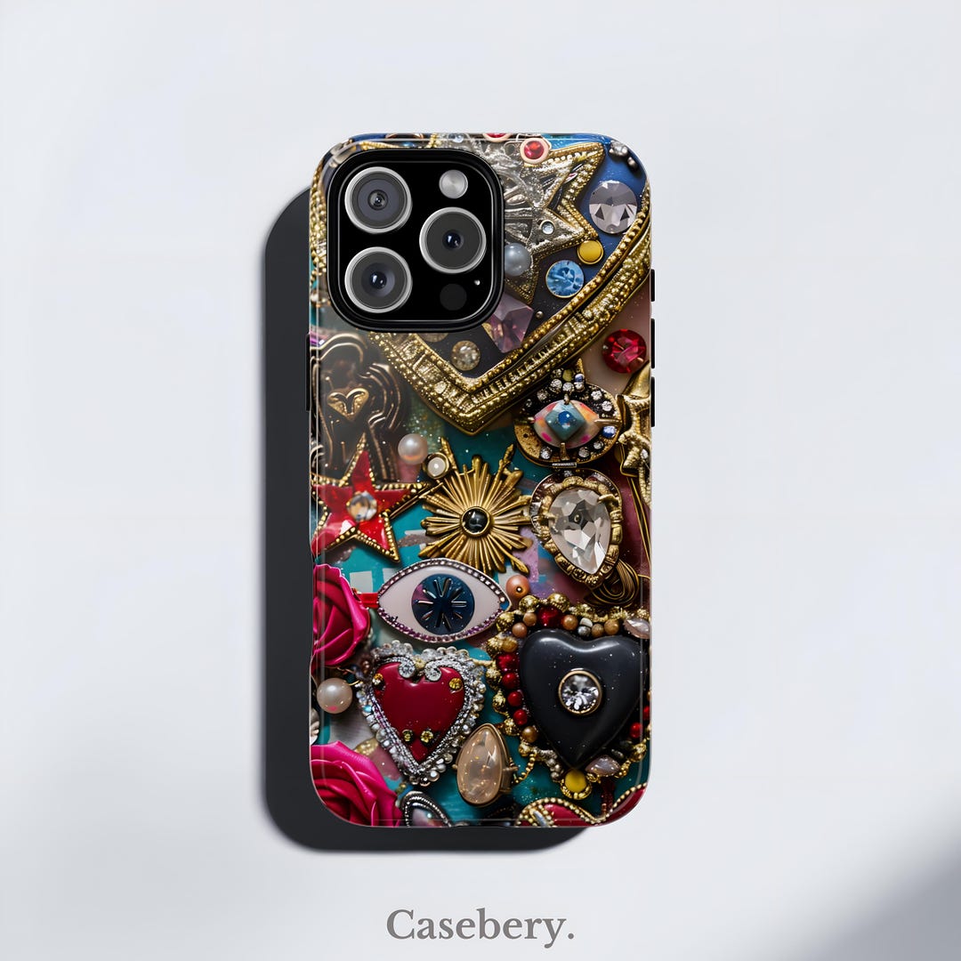 Charm Gold Phone Case Designed for iPhone 8, X, 11 ,12, 13, 14, 15, 16 ...