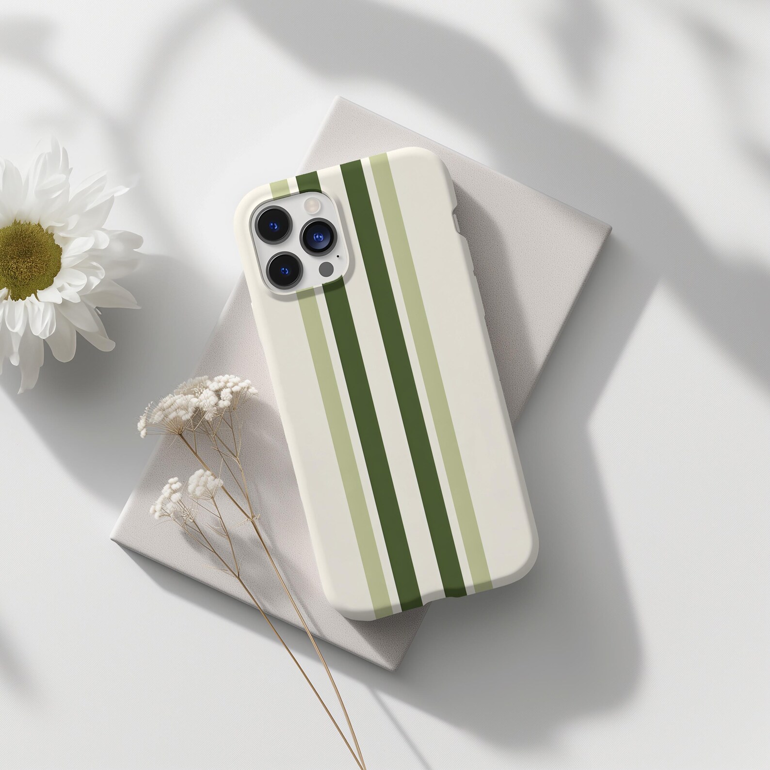 Green Stripes Aesthetic Phone Case for iPhone - Minimalist, Tough Dual ...