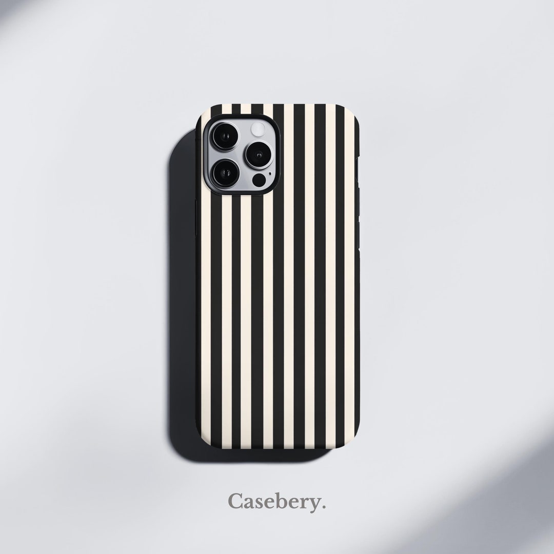 Modern Black White Striped Phone Case Designed for iPhone 8, X, 11 ,12 ...