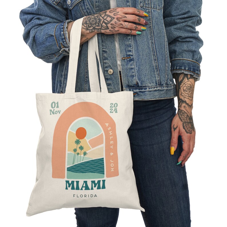 Custom Welcome Tote Bag | Vintage Miami Tote | Destination Wedding ...