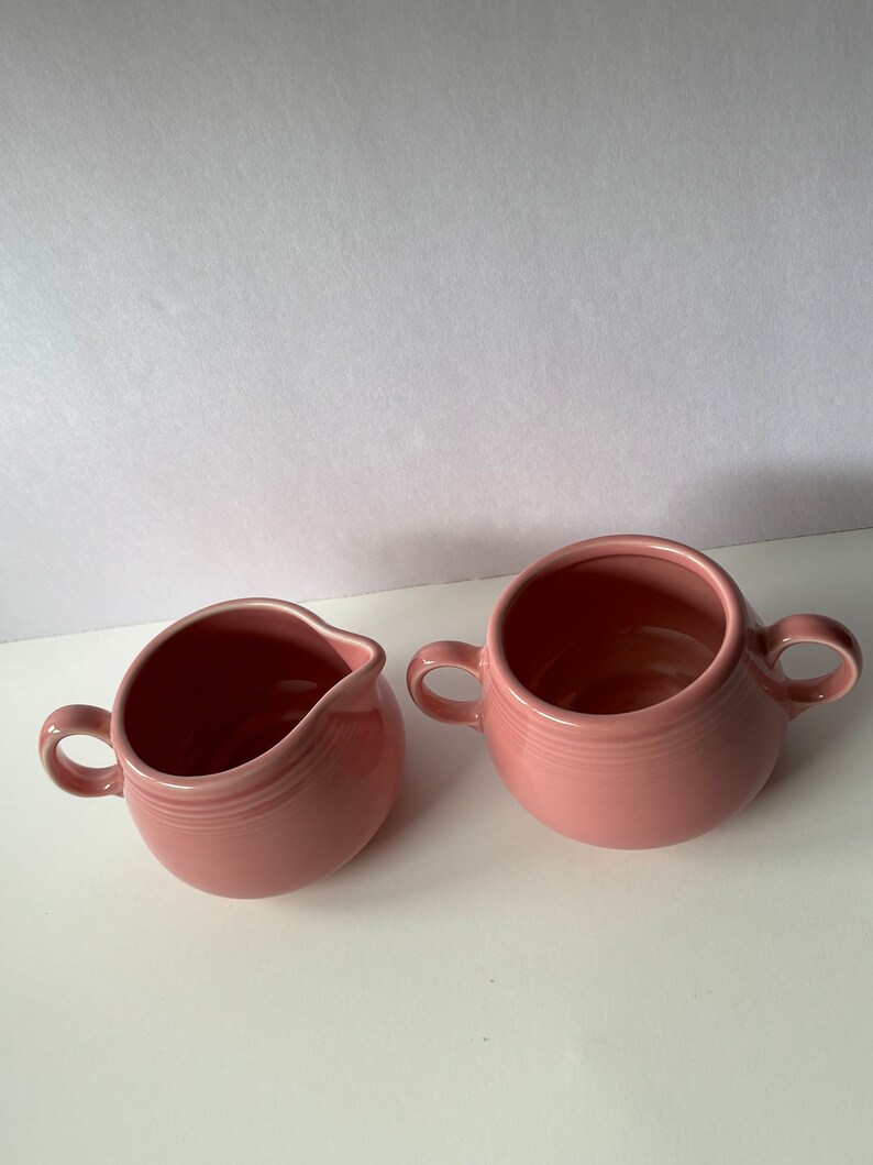 Vintage Fiestaware Rose Cream and Sugar Set no Lid, Vintage Fiestaware ...