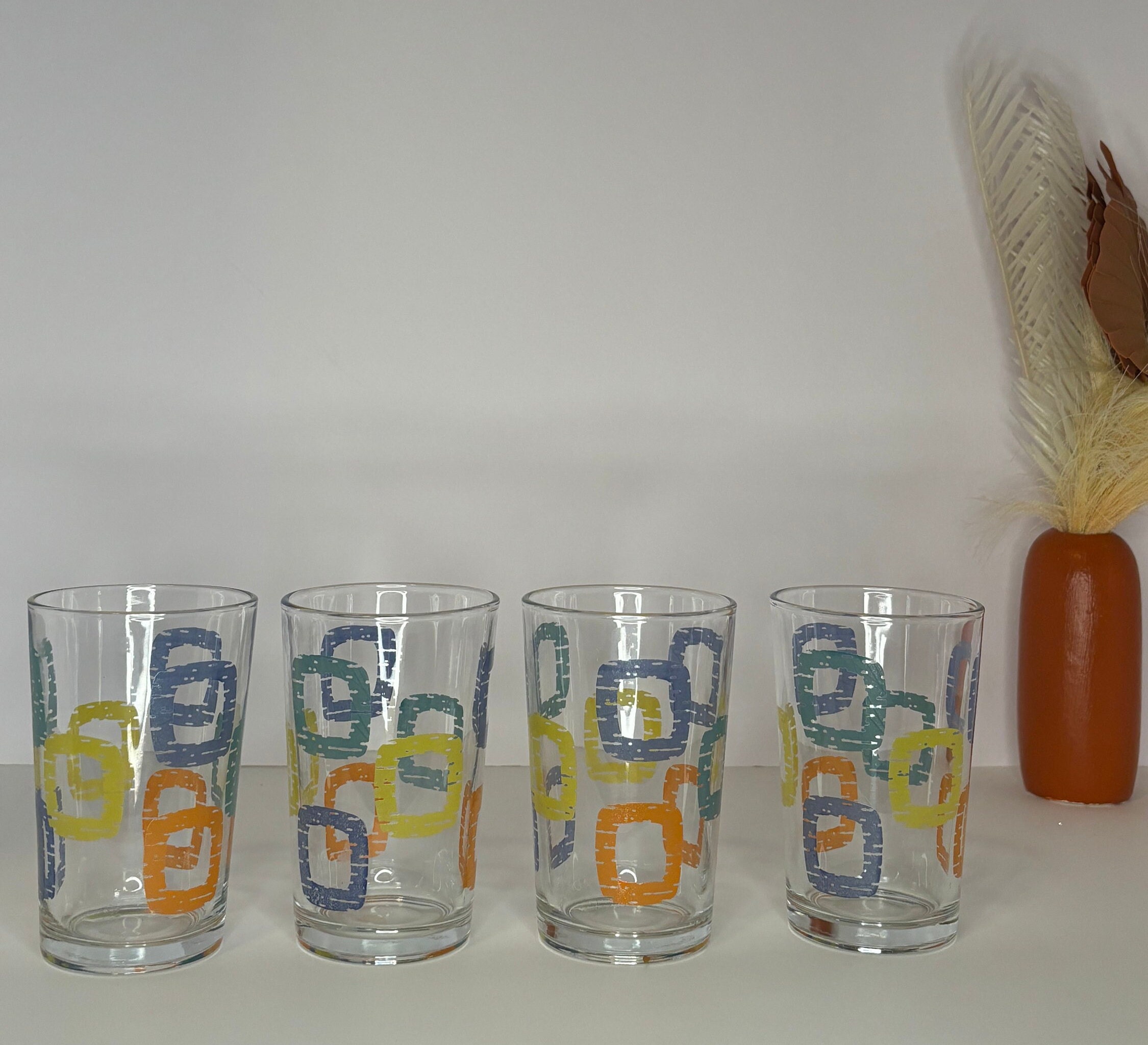 Vintage MCM Juice Glasses (set of 4), Retro Juice Glasses, Barware ...