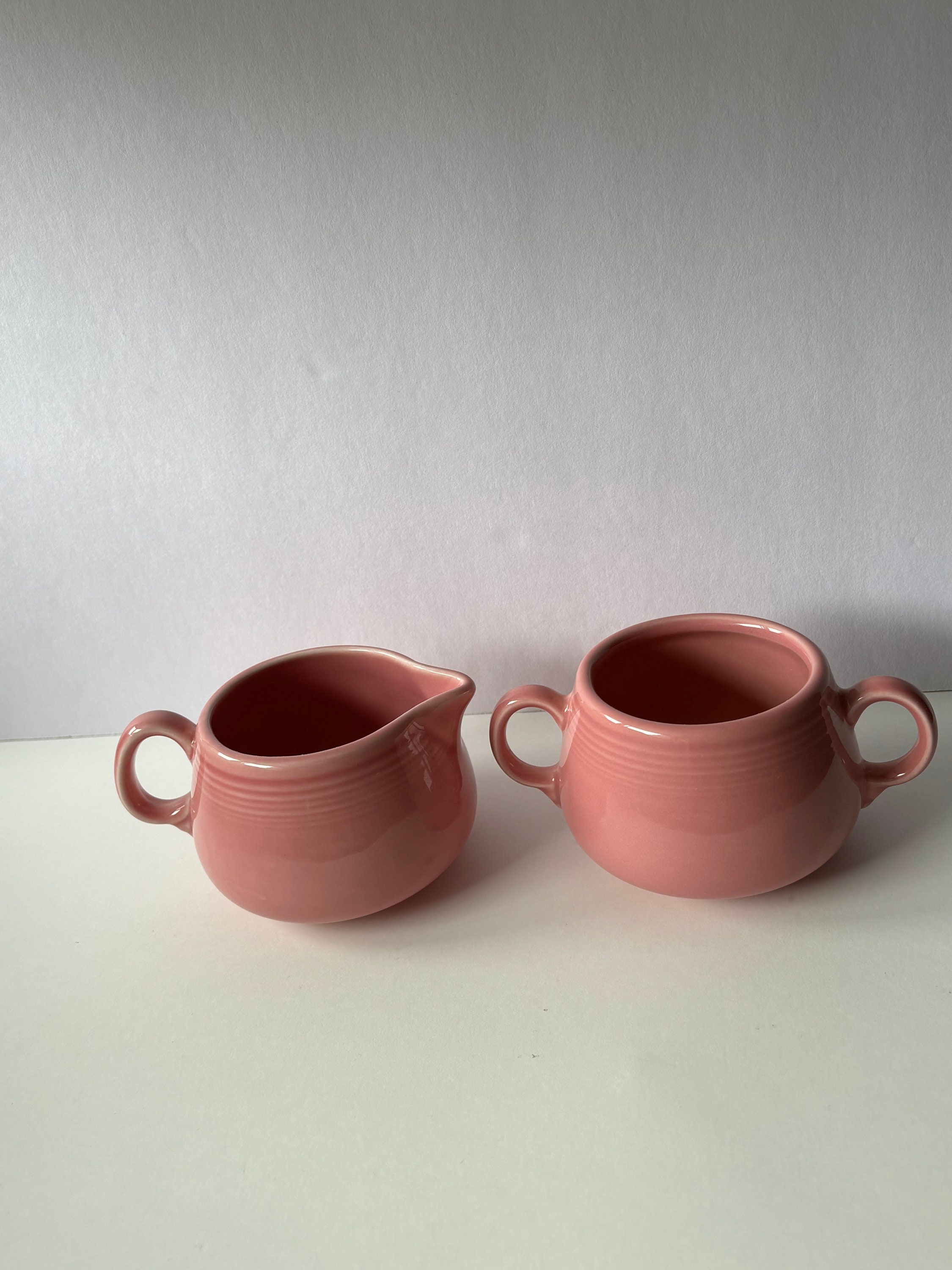 Vintage Fiestaware Rose Cream and Sugar Set no Lid, Vintage Fiestaware ...