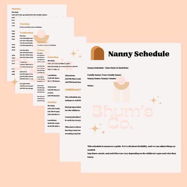 Boho Nanny Planner, Nanny Planner Bundle, Nanny Planner, Digital ...