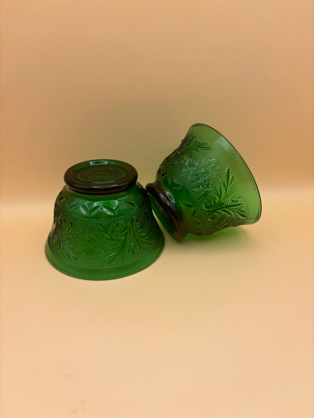 Set of 2 Anchor Hocking Forest Green Custard Bowls, Anchor Hocking ...