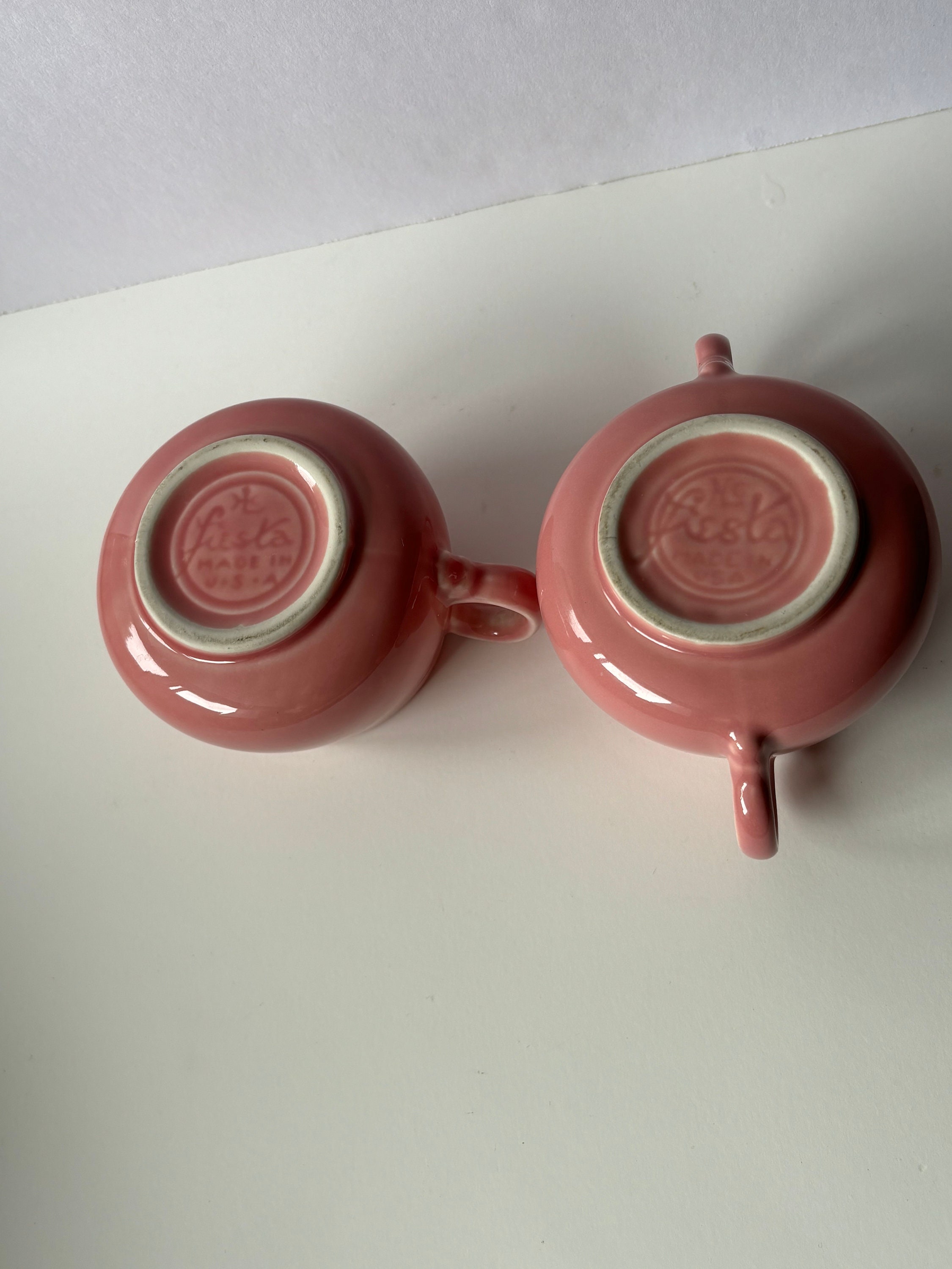 Vintage Fiestaware Rose Cream and Sugar Set no Lid, Vintage Fiestaware ...