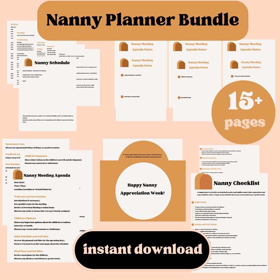 Boho Nanny Planner, Nanny Planner Bundle, Nanny Planner, Digital ...