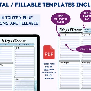 Daily Planner Template | Digital / Fillable Planner | Printable ...
