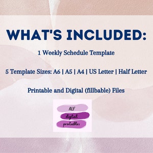 Dried Floral Weekly Schedule Template | Printable & Fillable (digital ...