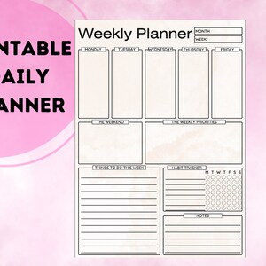 Printable Weekly Planner | Fillable Task & Habit Tracker (digital ...