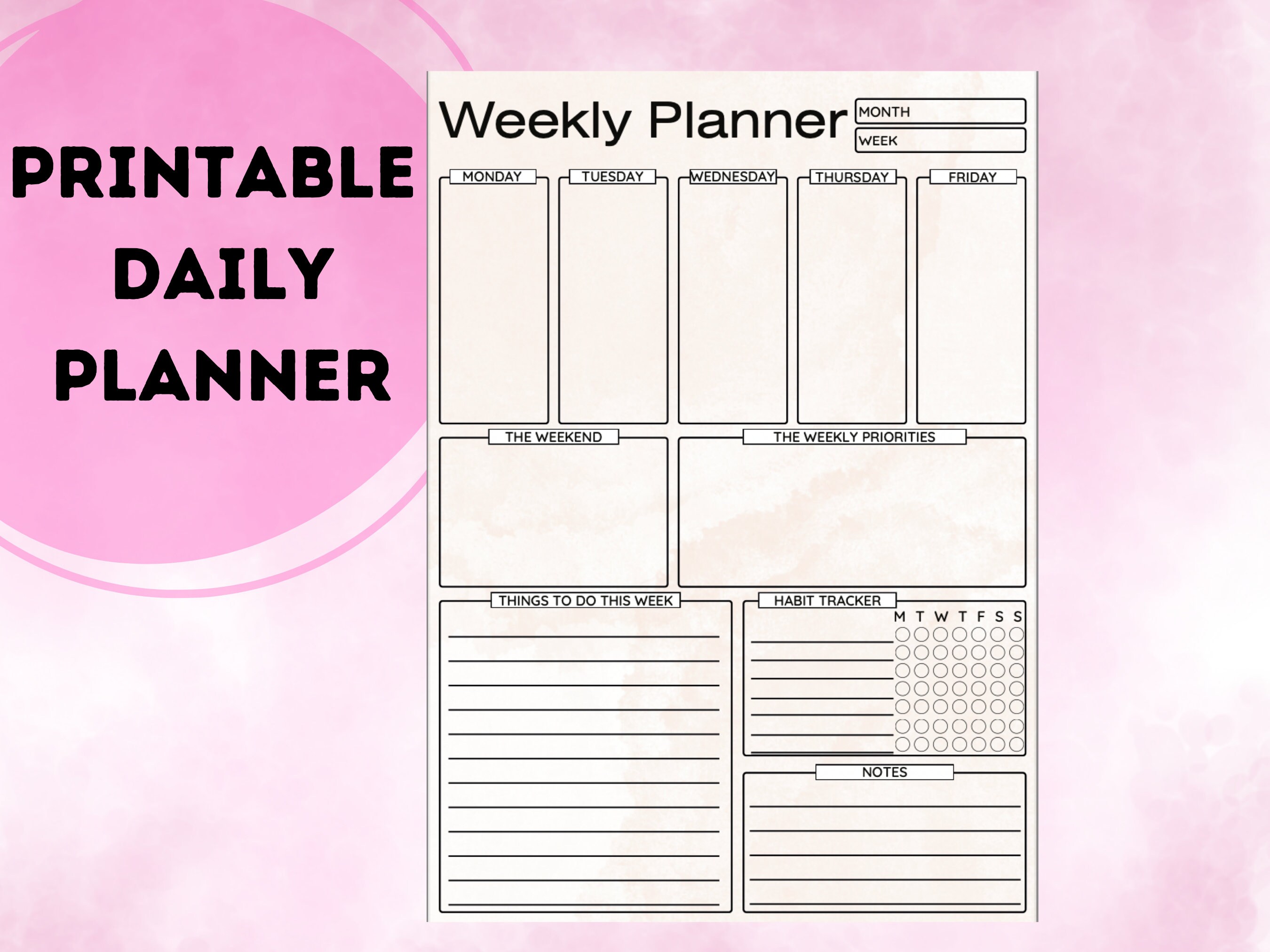 Weekly Planner | Digital | Fillable | Printable | Tasks Tracker | Habit ...