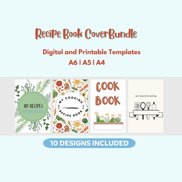 Recipe Book Cover Template - Etsy