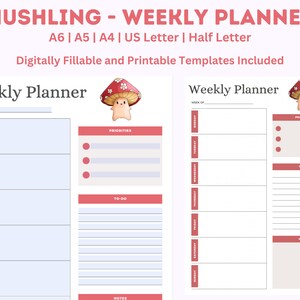 Mushlings Weekly Planner Template Digital Fillable - Etsy