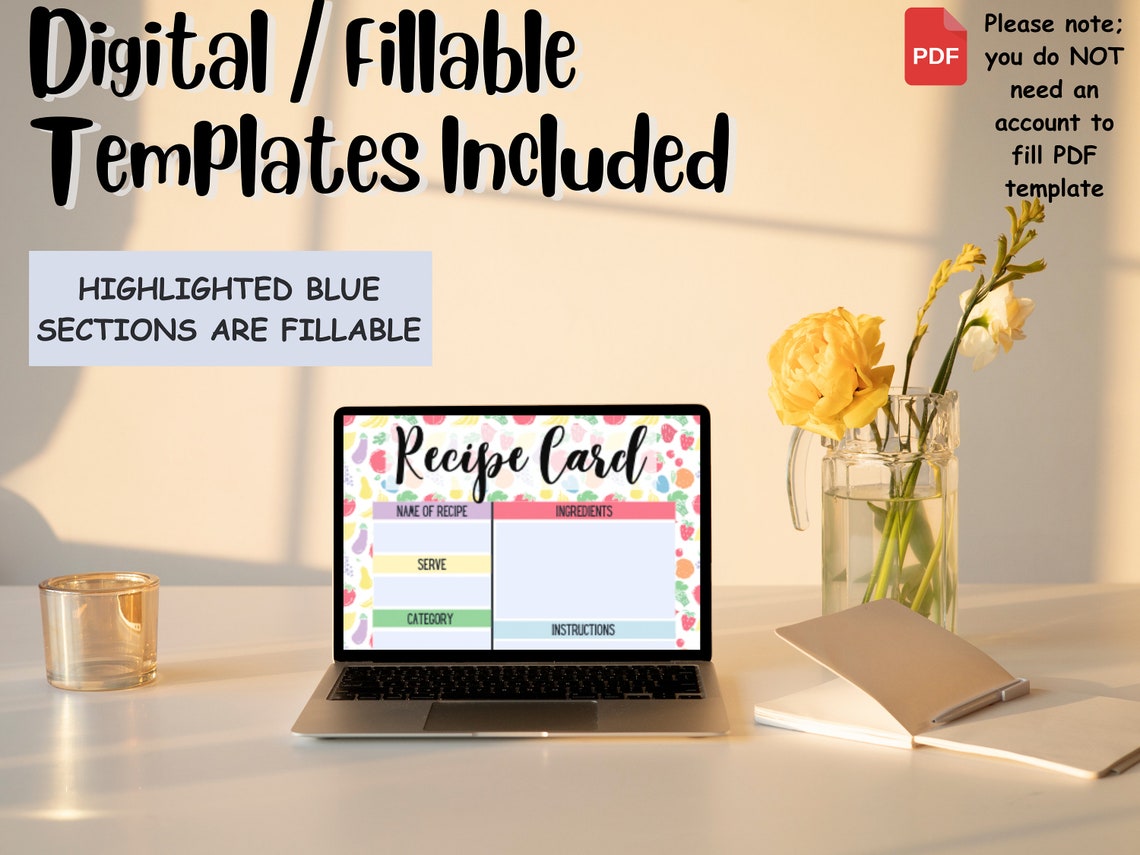 Recipe Card Bundle | 3 Design Options | 3 Size Templates A6 - A5 - A4 ...