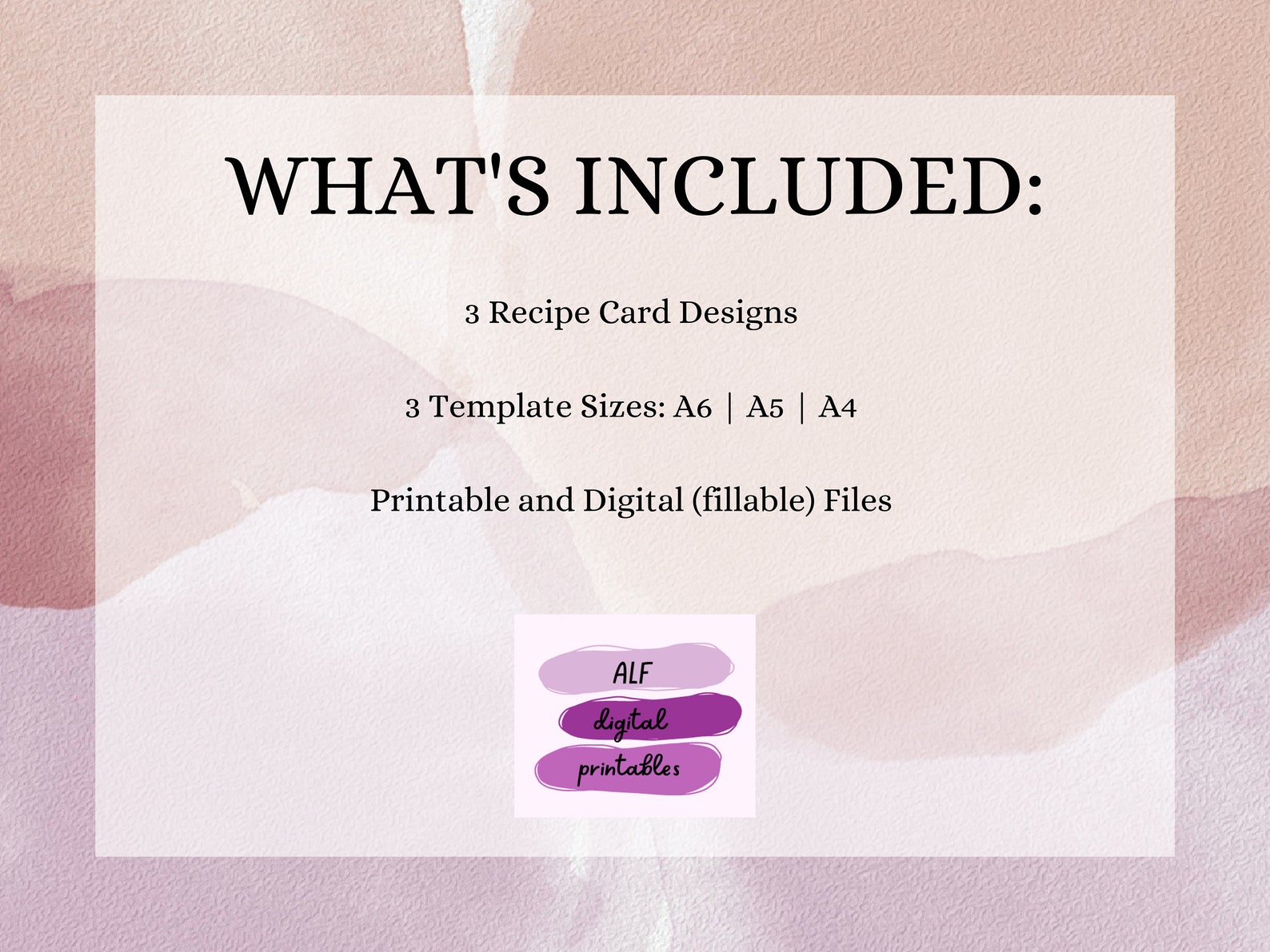 Recipe Card Bundle | 3 Design Options | 3 Size Templates A6 - A5 - A4 ...